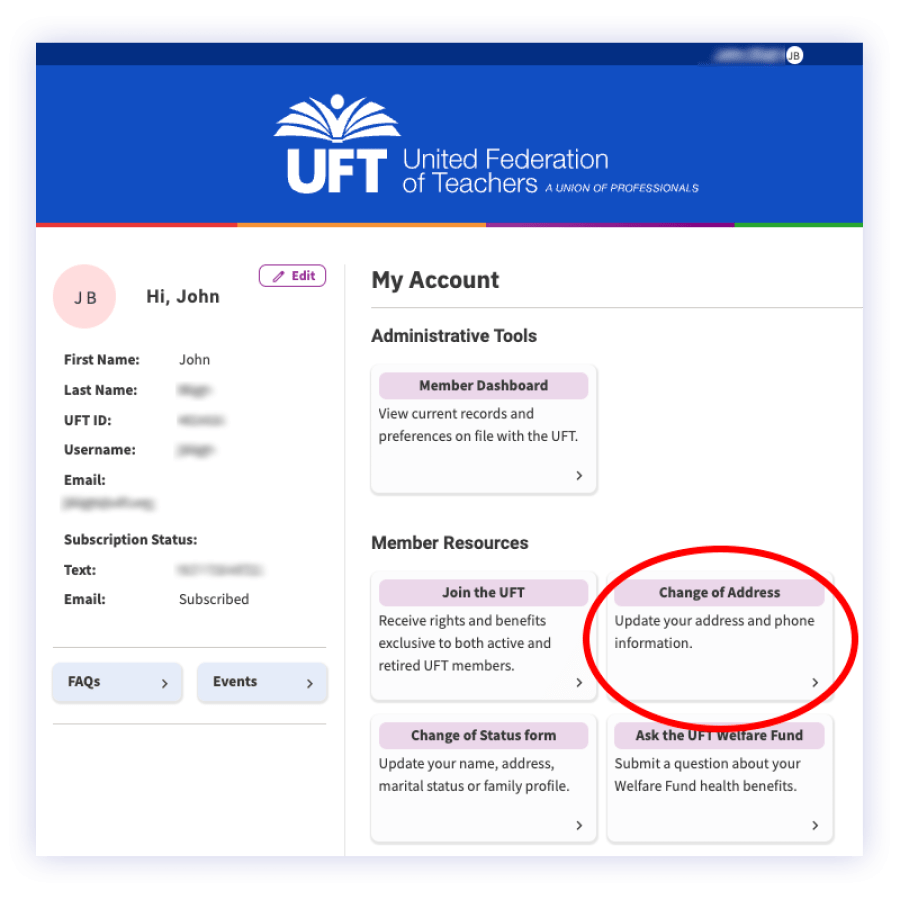 How do I let the UFT know that my address has changed?