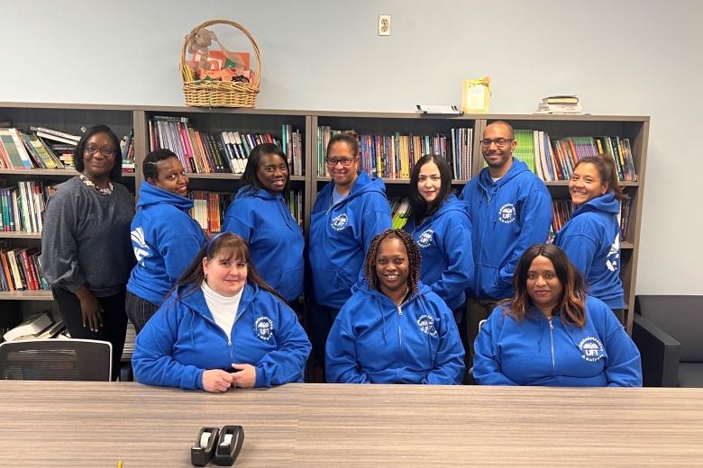 Wearing blue for a fair contract