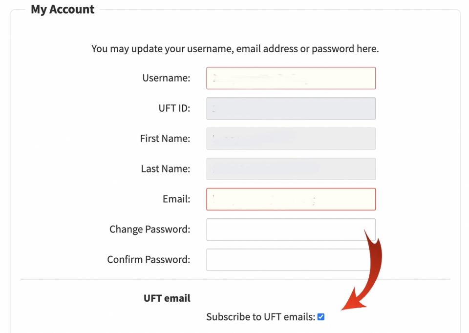 Subscribe to UFT emails